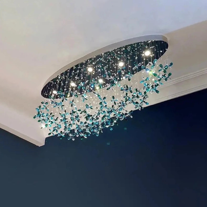 Emmaline - Blue Crystal Glass Hanging Ceiling Chandelier – Abode Jungle