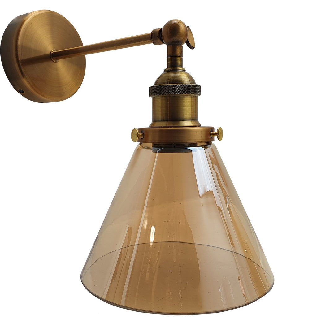 Marth - Brass Smoked Glass Cone Adjustable Wall Light – Abode Jungle