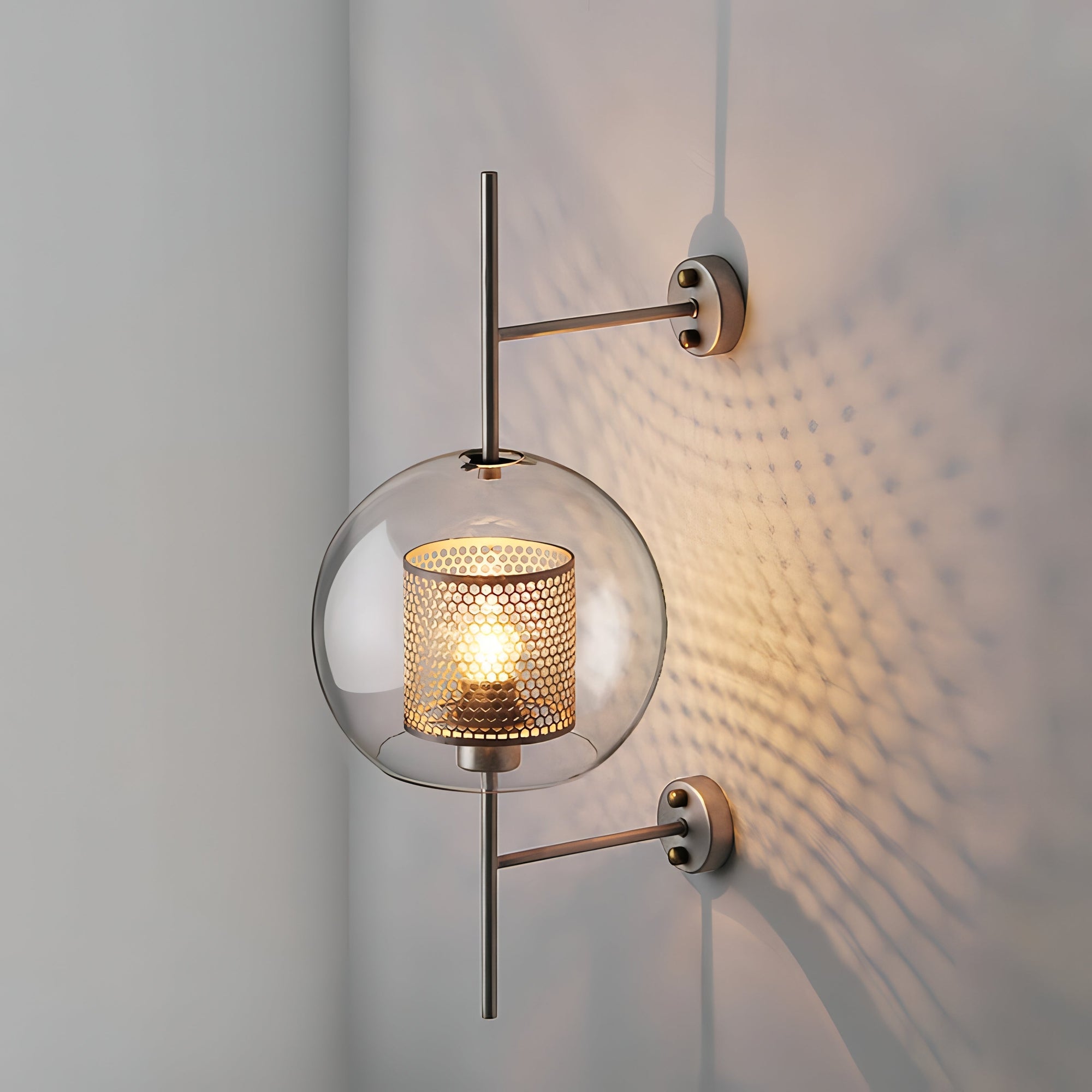 Davina - Metal Mesh Caged Glass Modern/Industrial Wall Light – Abode Jungle