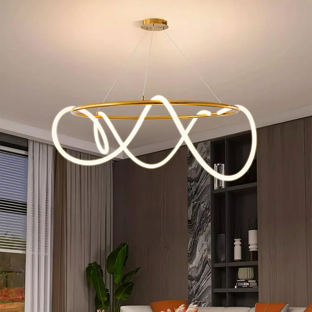 Jenny - Modern Gold Hanging LED Strip Round Ceiling Chandelier – Abode ...