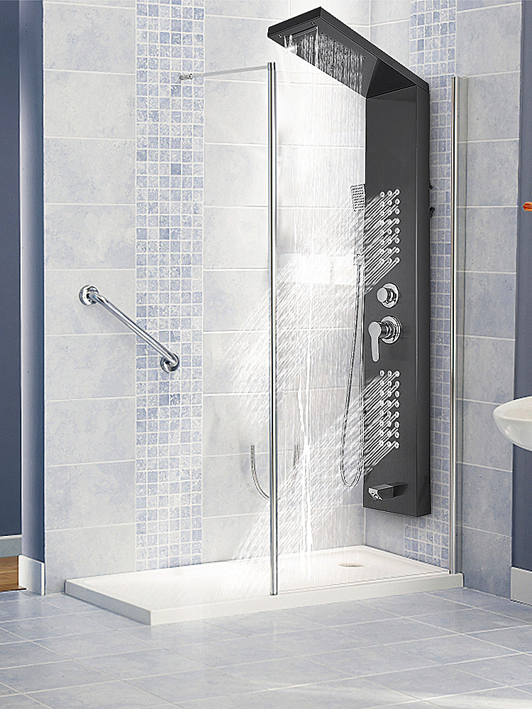 Whitley - Wall Mounted LED Light Shower Panel System Set Waterfall Hea ...
