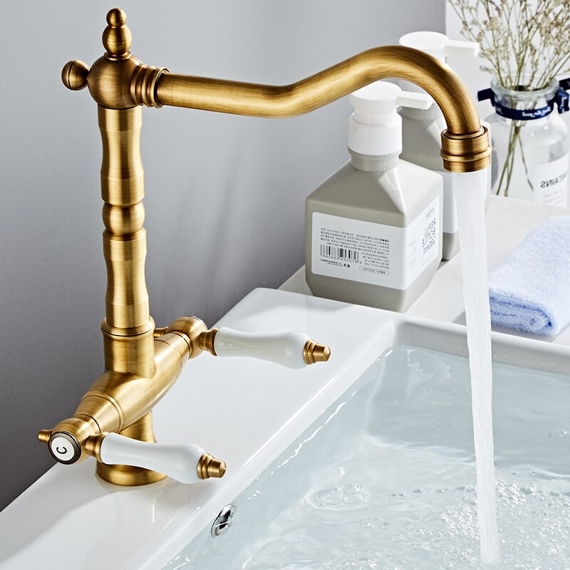 Bo - Dual Handle Antique Brass Kitchen Tap – Abode Jungle