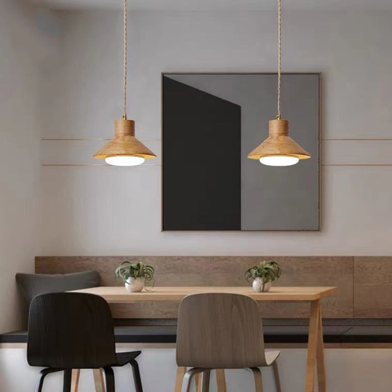 BABIRYE - Wood Cone Adjustable Cord Pendant Ceiling Light – Abode Jungle